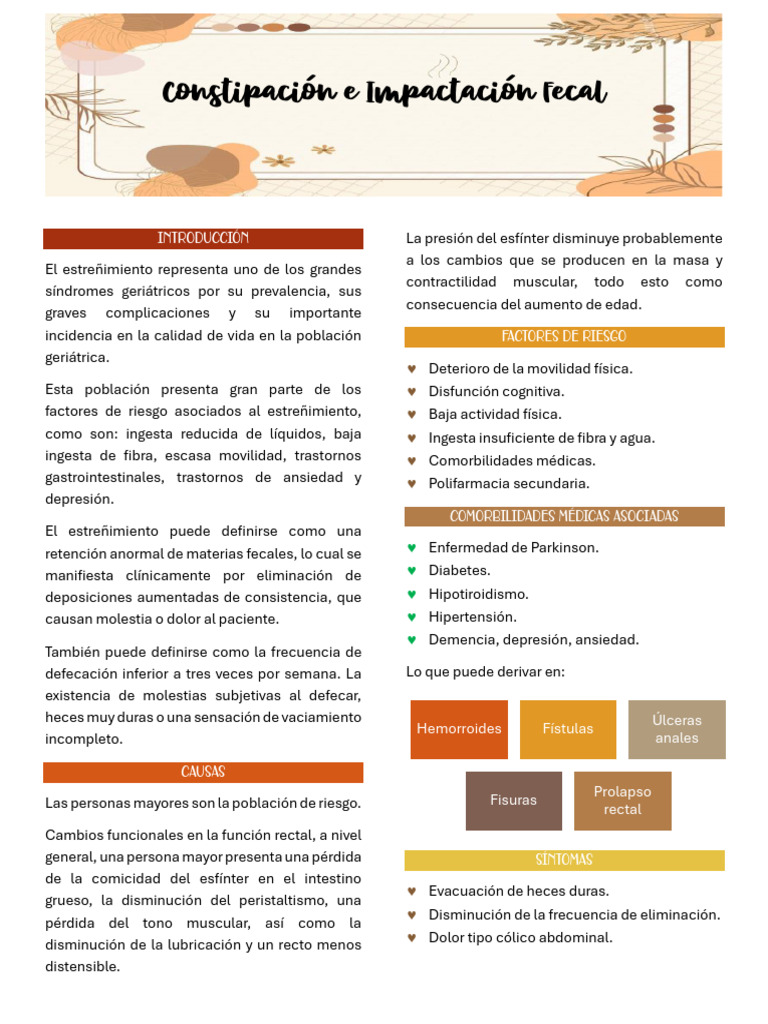 Constipación e Impactación Fecal 24-06 | PDF | Estreñimiento | Heces