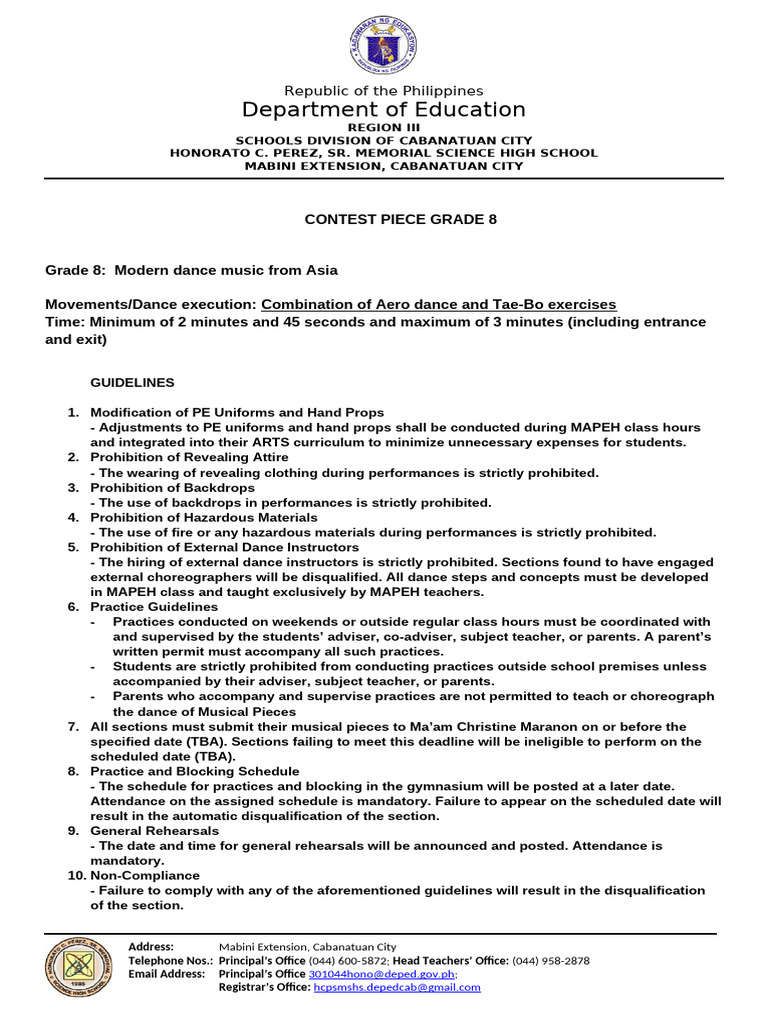 Mass Demo Guidelines Grade 8 2025 | PDF | Dances | Performing Arts