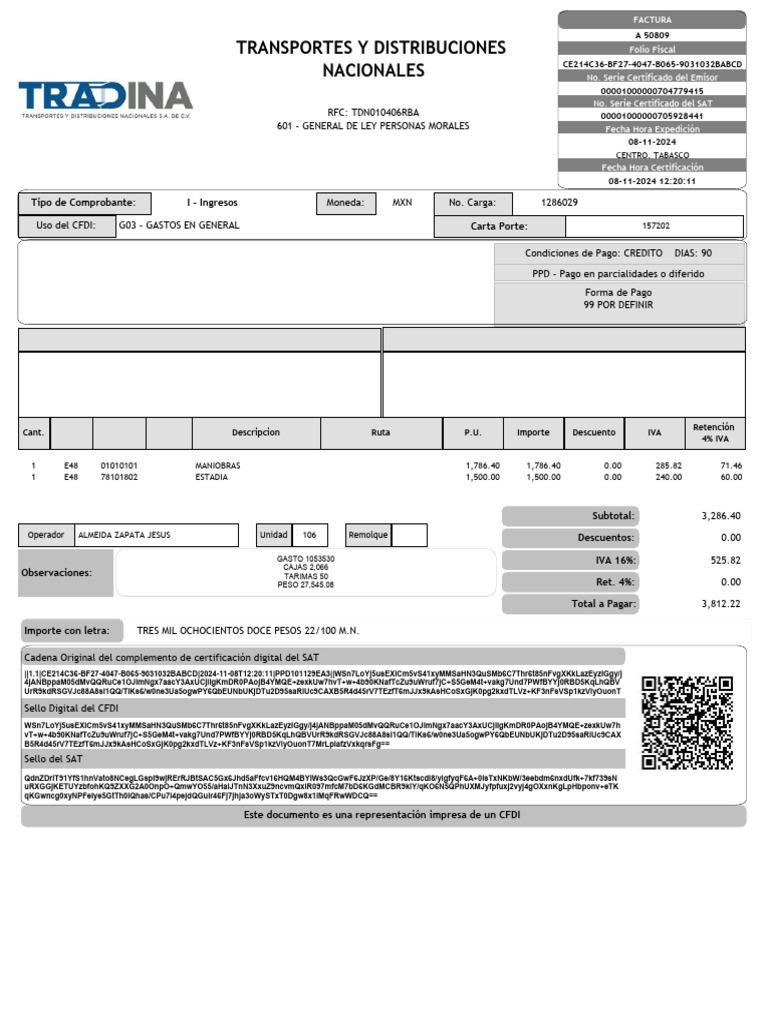 Factura CFDI Alen del Norte S.A. de C.V. | PDF | Pagos
