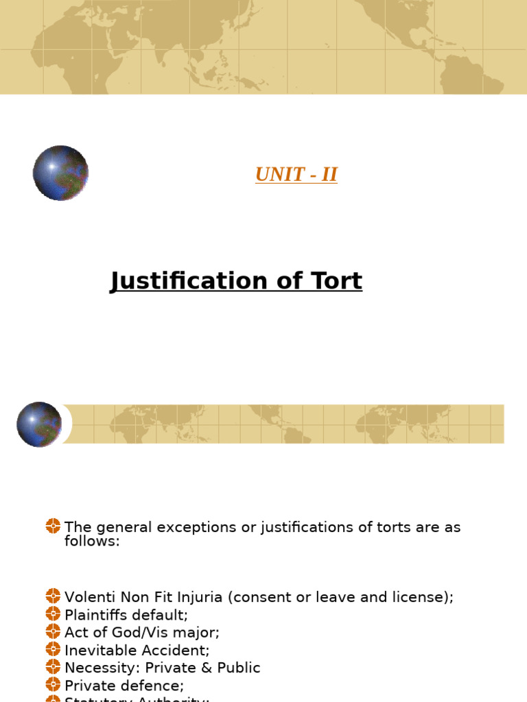 2489 - General Defences of Tortious Liability - Unit - II | PDF | Tort ...