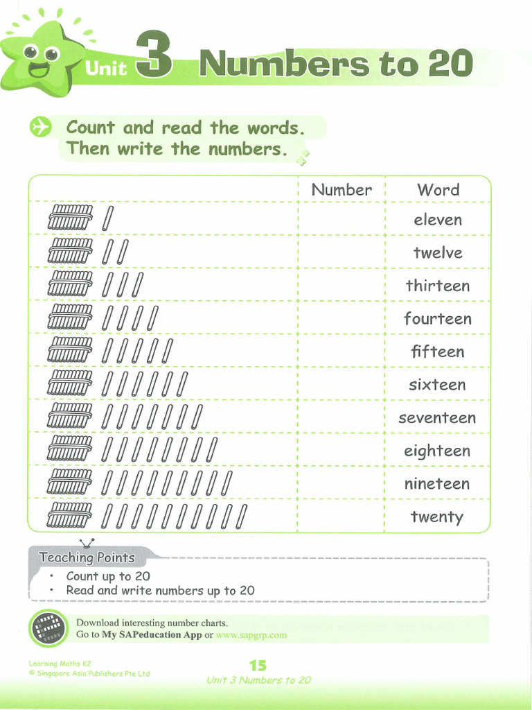 Learning Maths K2 Unit-3 Numbers to 20 | PDF