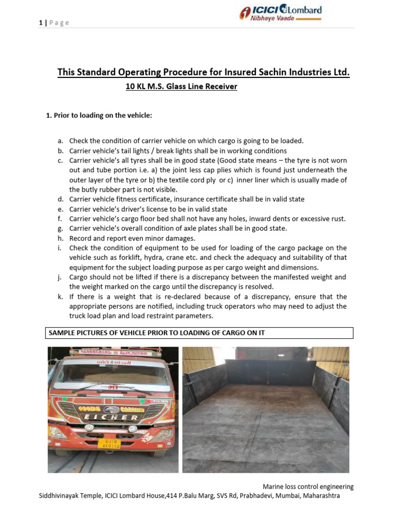Ilgic Sop Loading Of Package Pdf Cargo Tire