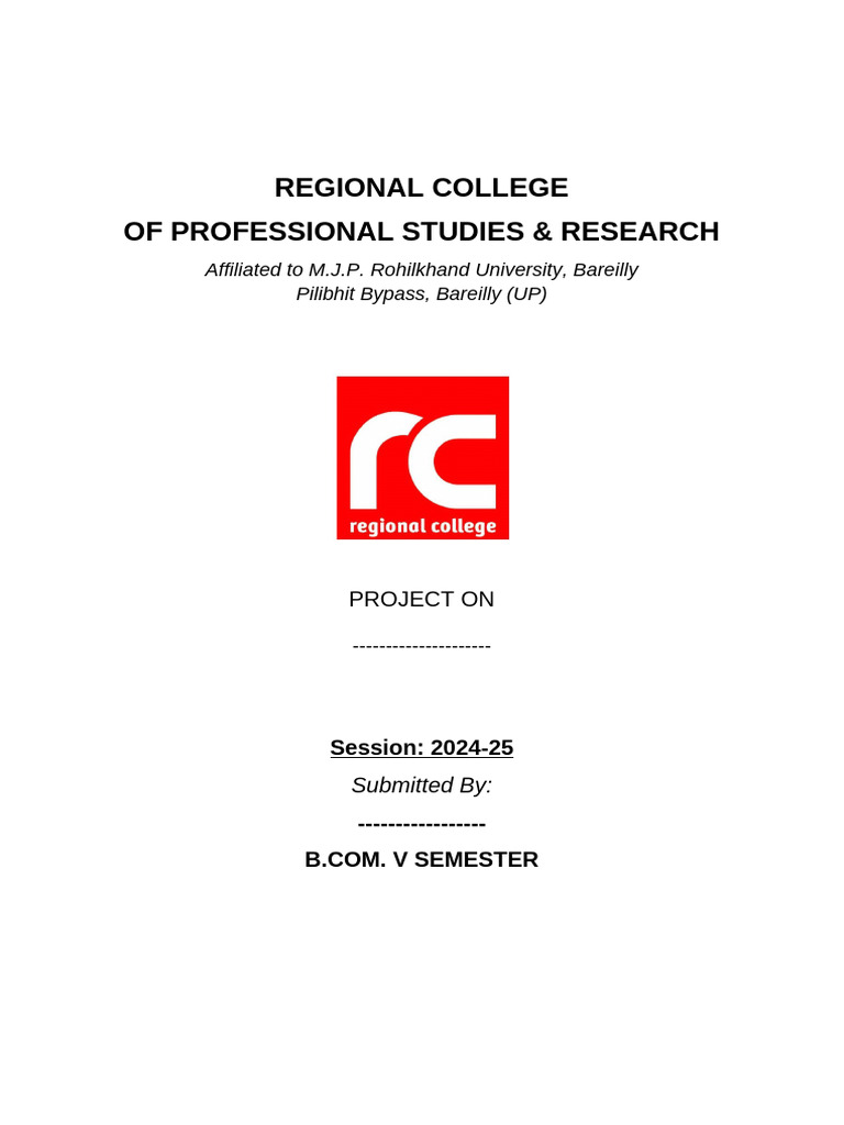 B.Com V Semester Project Report 2024-25 | PDF