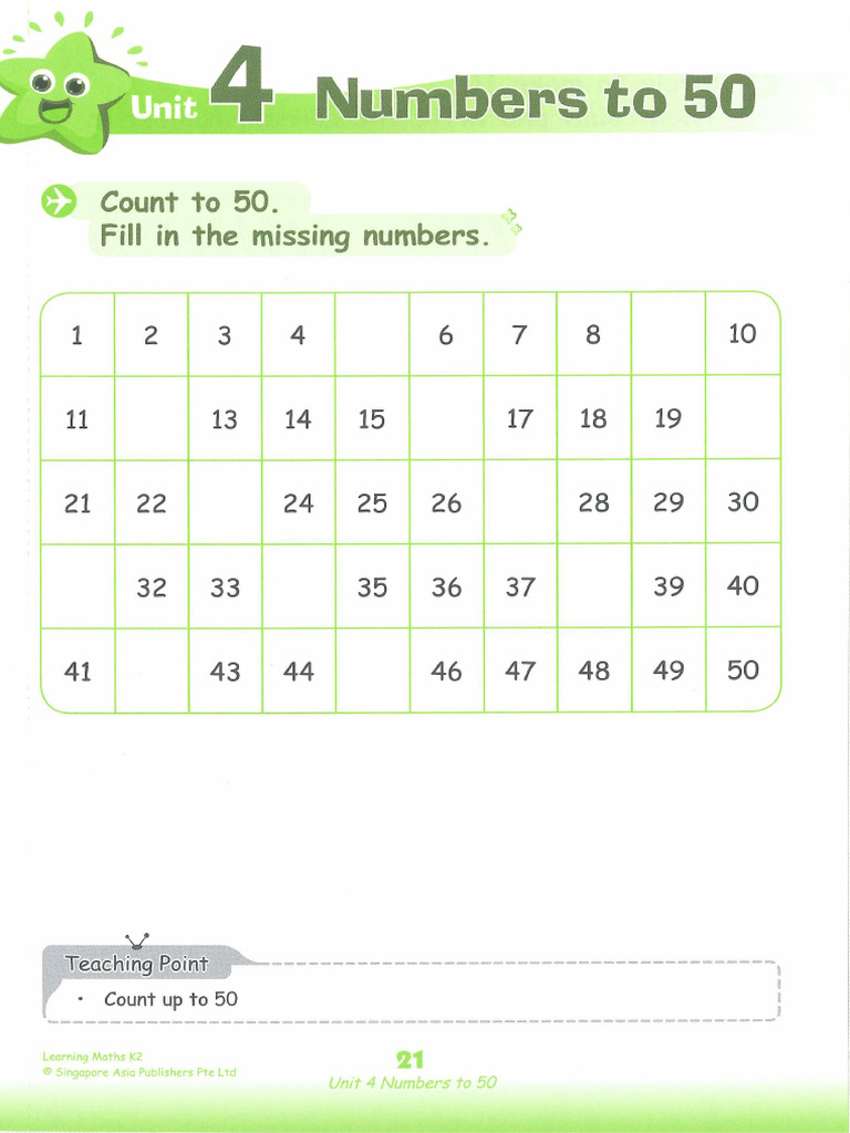 Learning Maths K2 Unit-4 Numbers To 50 | PDF