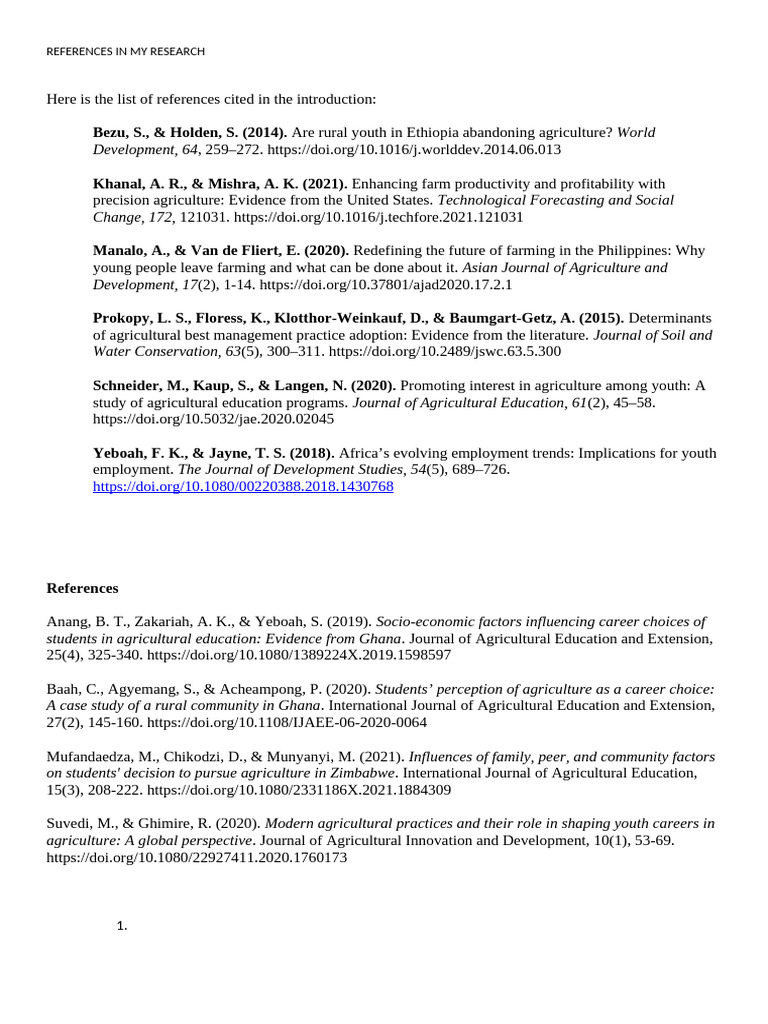 References in My Research | PDF | Agriculture