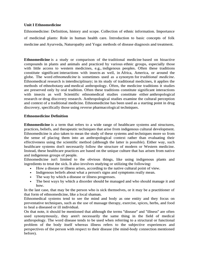 Understanding Ethnomedicine Basics | PDF | Ayurveda | Traditional Medicine