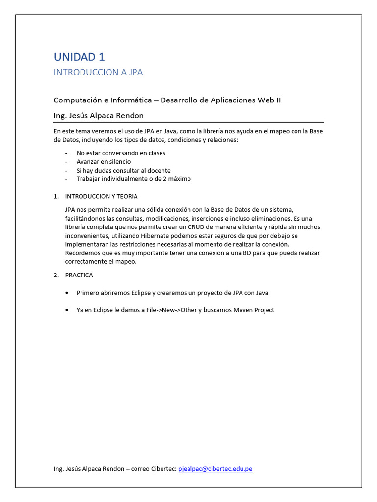 Unidad 1 - Jpa | PDF | Java (lenguaje de programación) | Software
