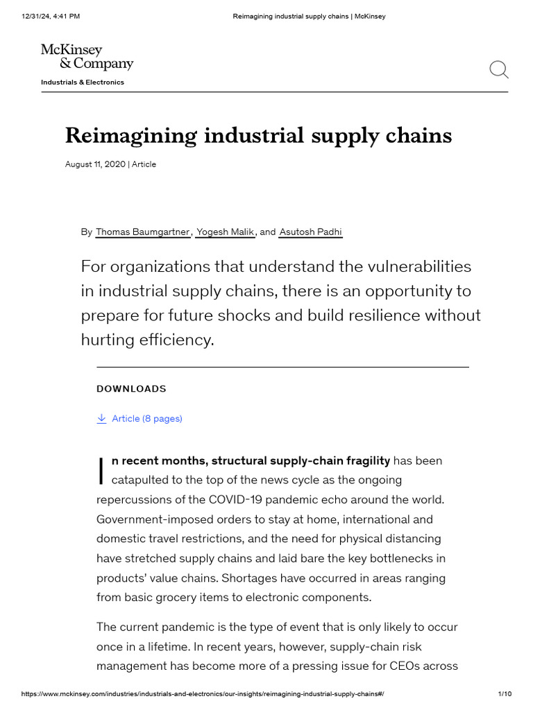 Resilience in Industrial Supply Chains | PDF | Supply Chain | Automation