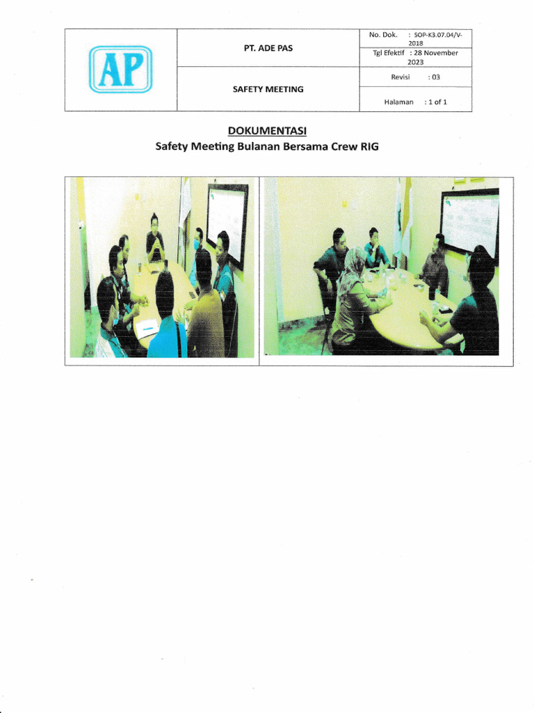 Safety Meeting Crew Rig | PDF