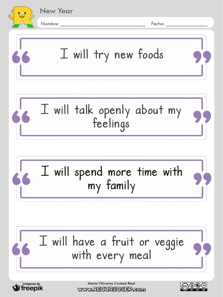 Propósitos de Año Nuevo para Jóvenes | PDF