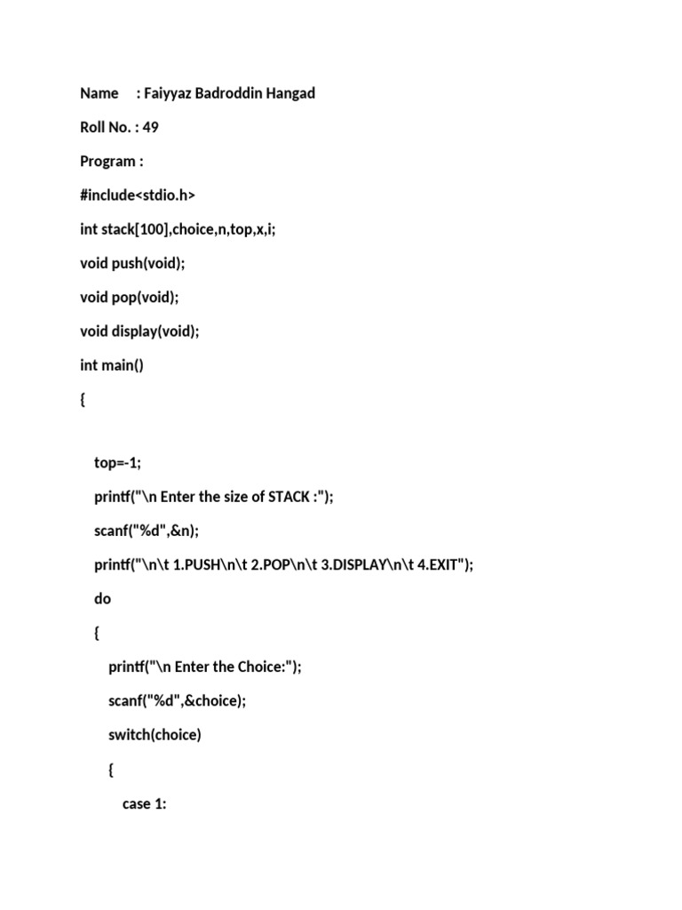 C Stack Implementation Guide | PDF