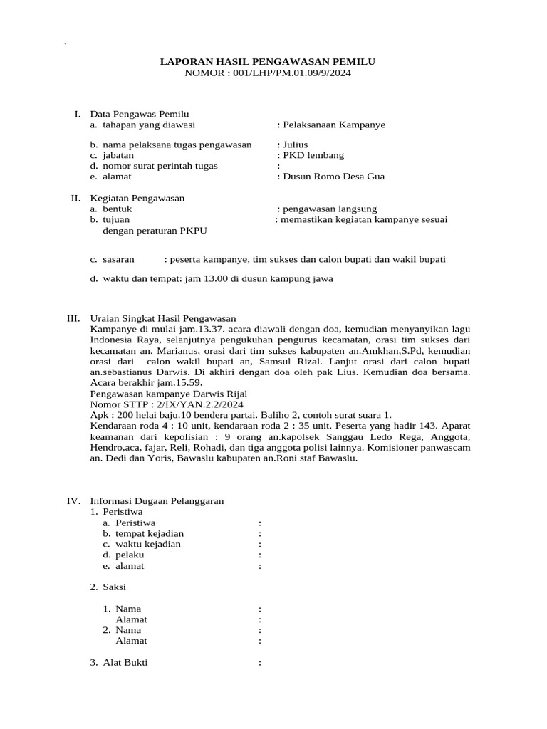 Laporan Pengawasan Kampanye | PDF