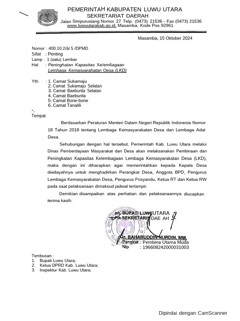 Jadwal Peningkatan Kapasitas Kelembagaan Lembaga Kemasyarakatan Desa (LKD) | PDF