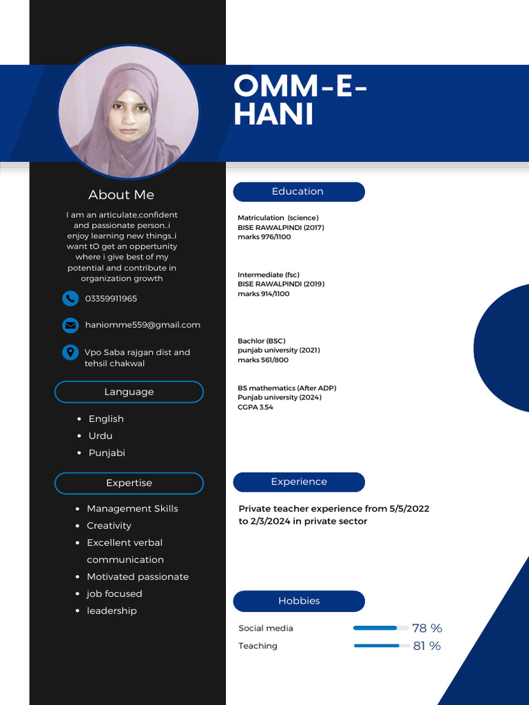 OMM-E-Hani: About Me | PDF