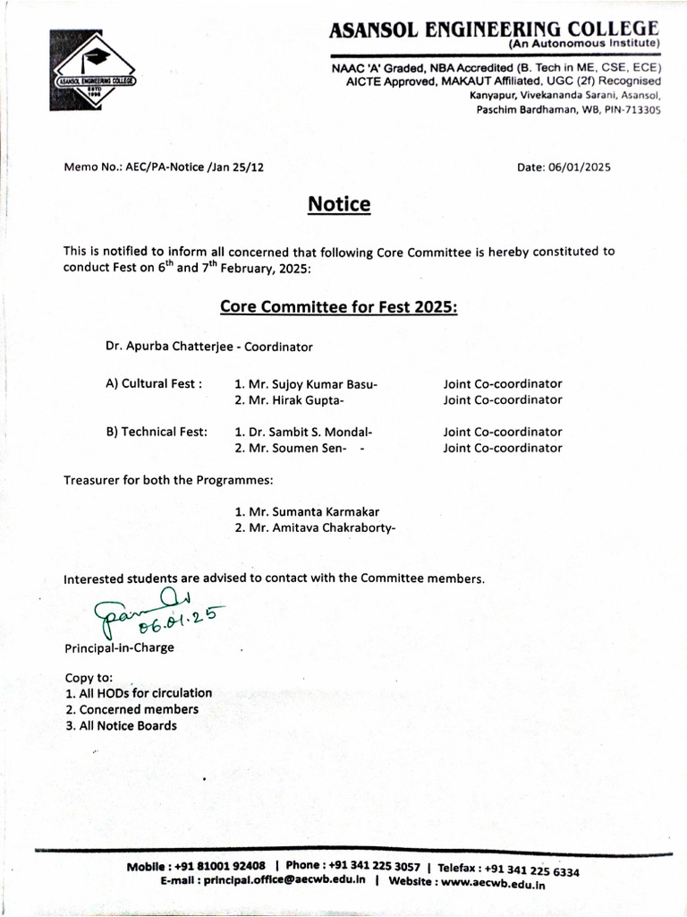 Fest Committee - 2025 | PDF