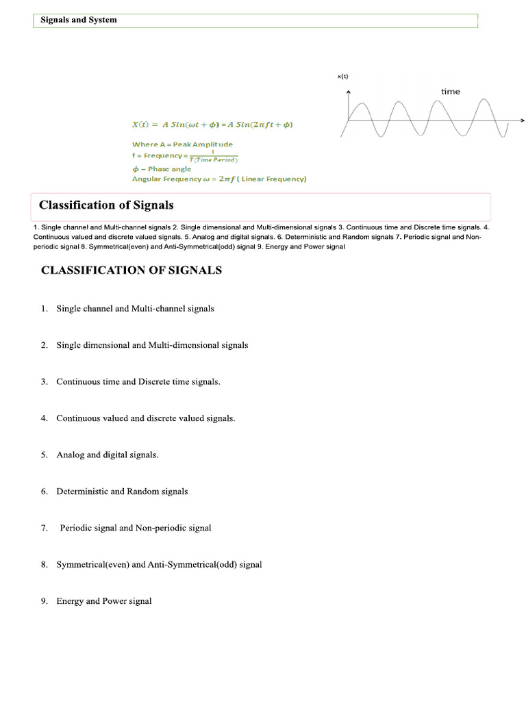 Classification of Signals-1 | PDF | Phase (Waves) | Classical Mechanics