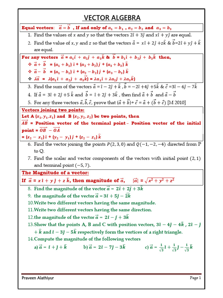 Vector1 Pdf Euclidean Vector Cartesian Coordinate System