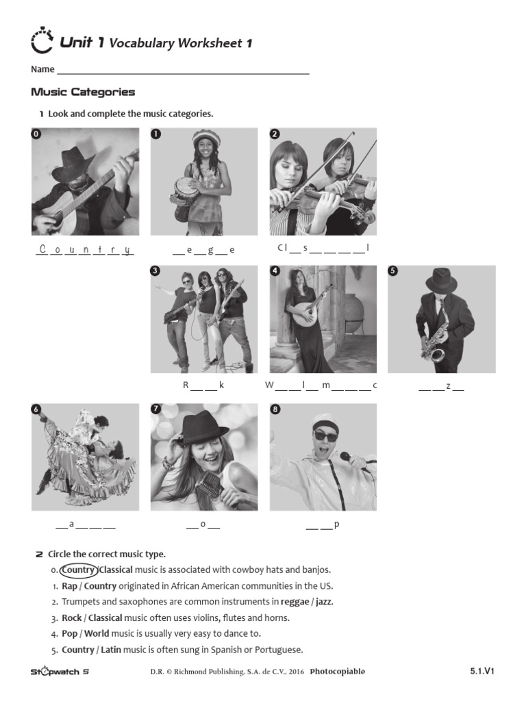 Vocabulary Worksheet: Unit 1 | PDF