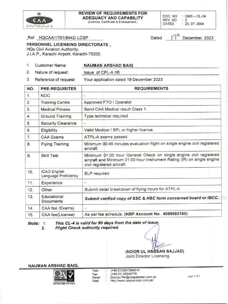 GP Capt Nauman Arshad Baig Docs - Compressed | PDF