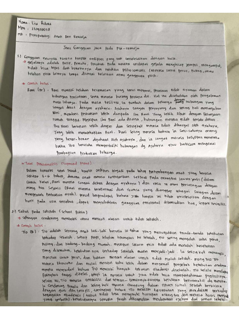 Tugas UTS Psikopatologi Anak Dan Remaja (Lisa Rahma) | PDF