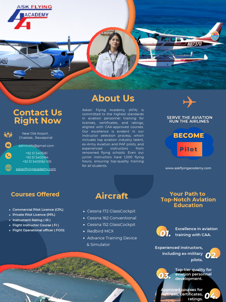 Blue Yellow Modern Travel Trifolds Brochure | PDF | Flight Instructor | Aircraft