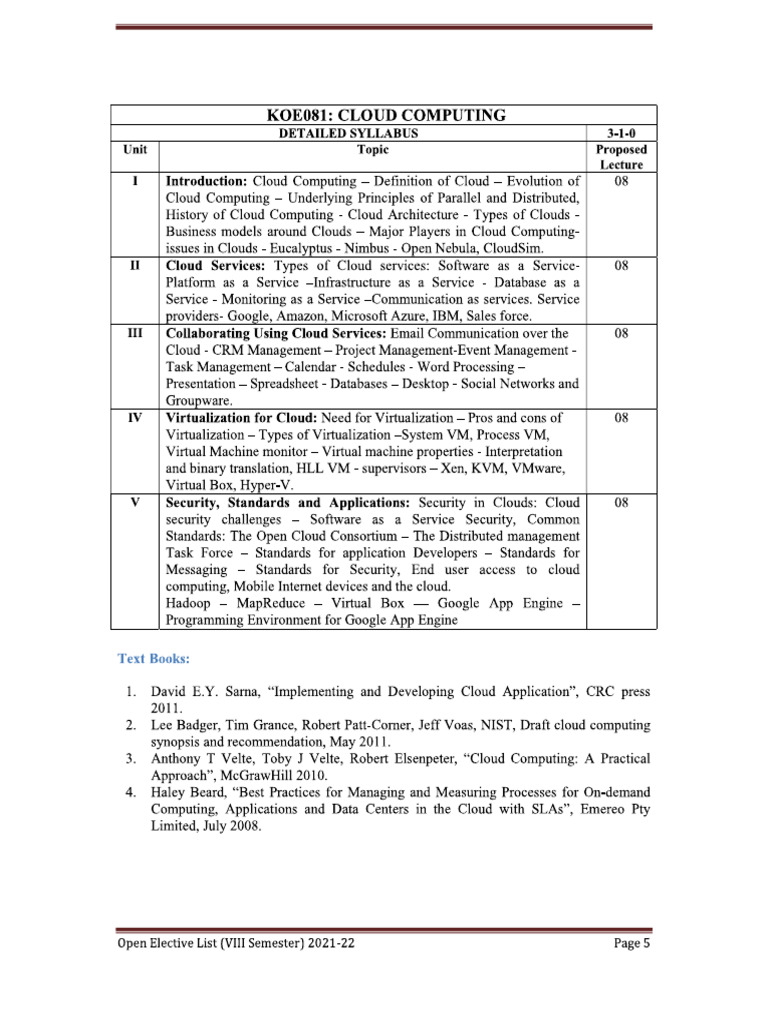 Cloud Computing Syllabus AKTU | PDF