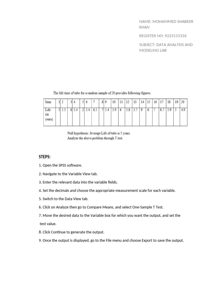 Model Practical | PDF | Student's T Test | Spss