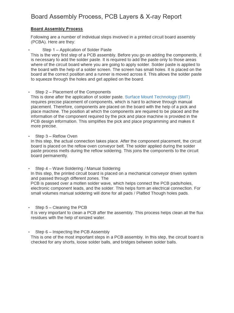 Assembly Process PCB & Xray Report | PDF | Printed Circuit Board ...