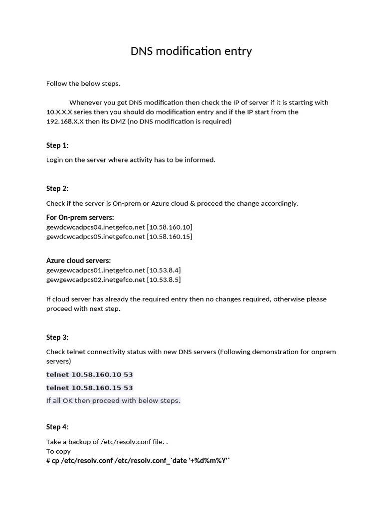 DNS Modification Entry - Updated | PDF