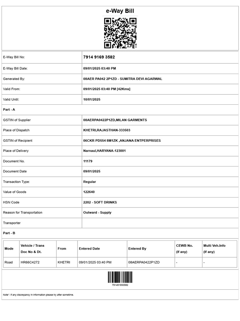 E-Way Bill System | PDF