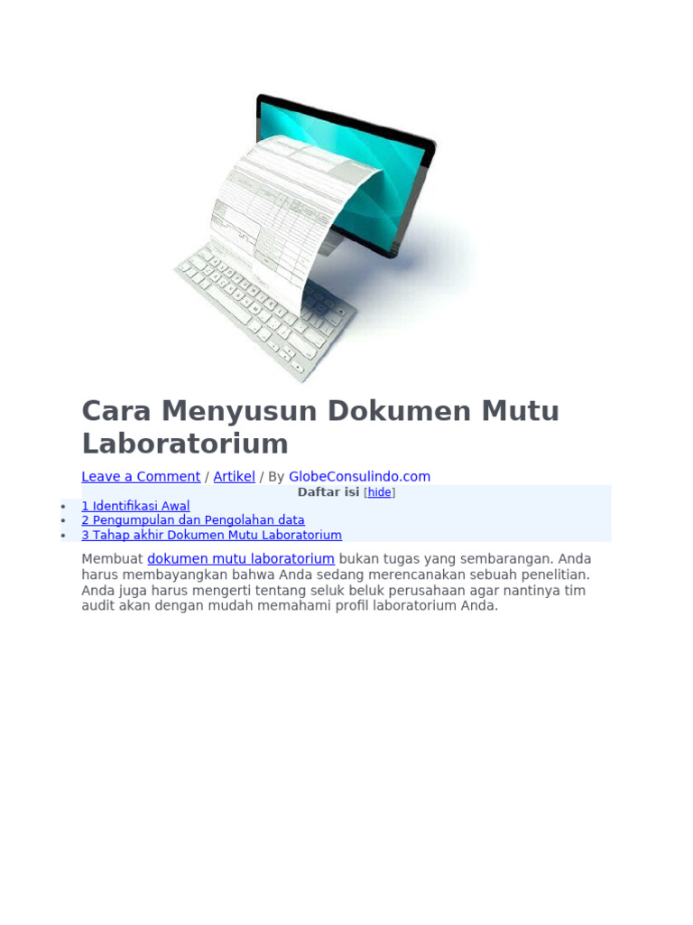 Cara Menyusun Dokumen Mutu Laboratorium | PDF