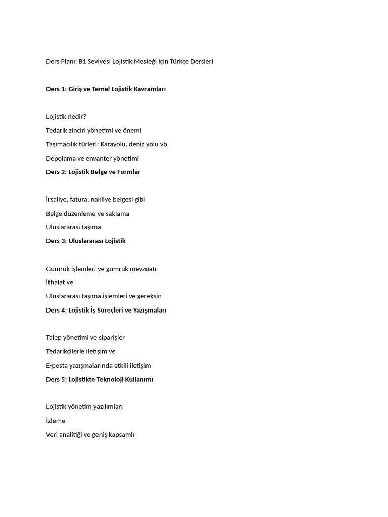 Ders Planı Jemal | PDF