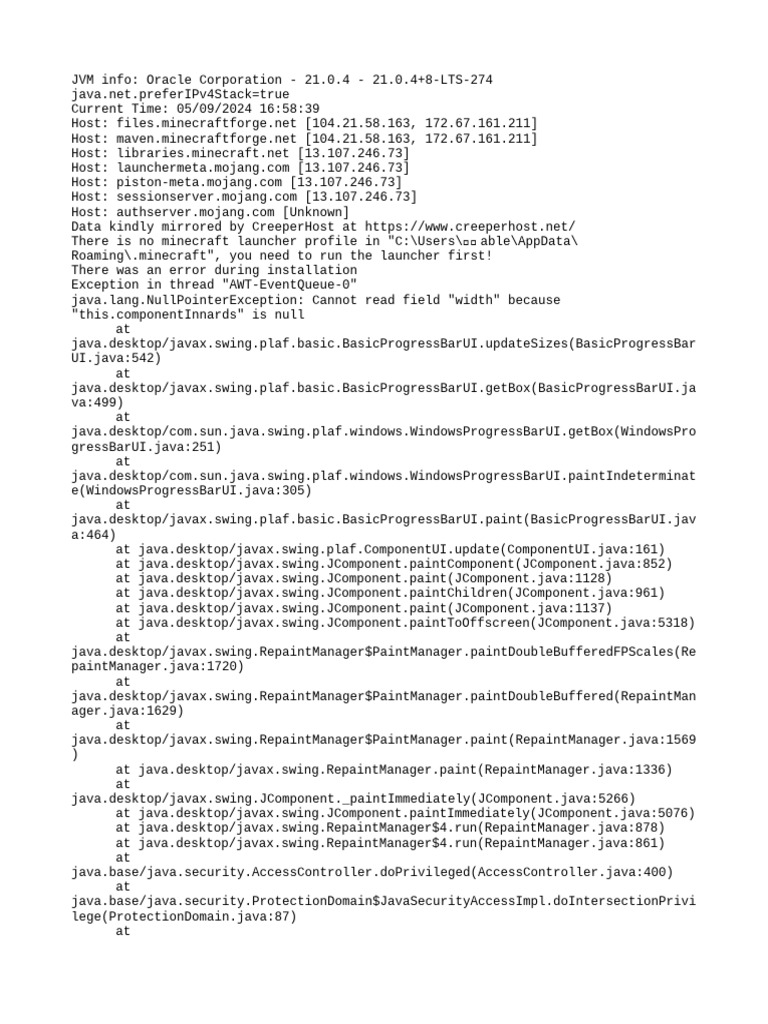 Minecraft Forge 1.21.1 Installation Errors | PDF | Java (Programming Language) | Operating ...