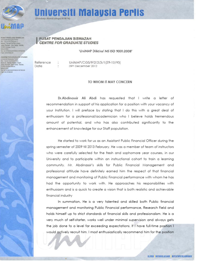 Recommandation Latter Finance (1) | PDF