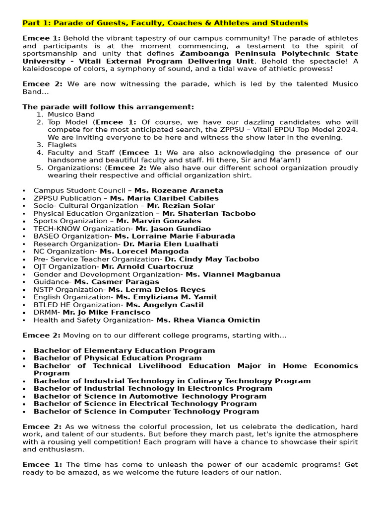 Opening Palaro | PDF