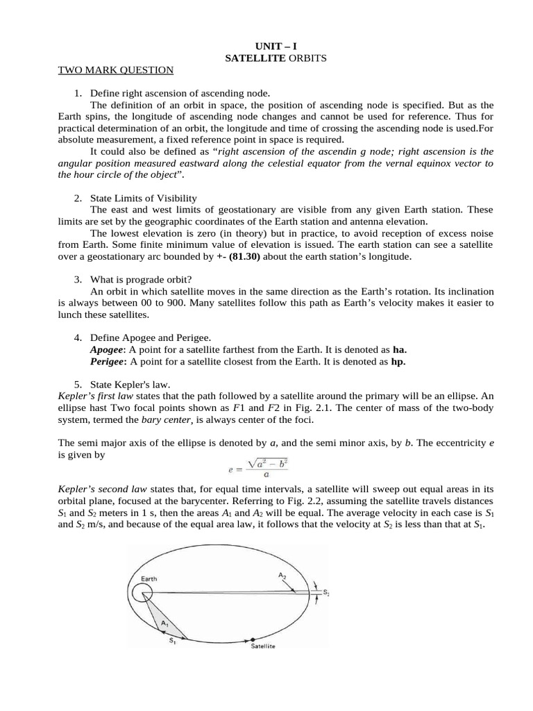 Unit I Two Mark Question Bank | PDF | Orbit | Apsis