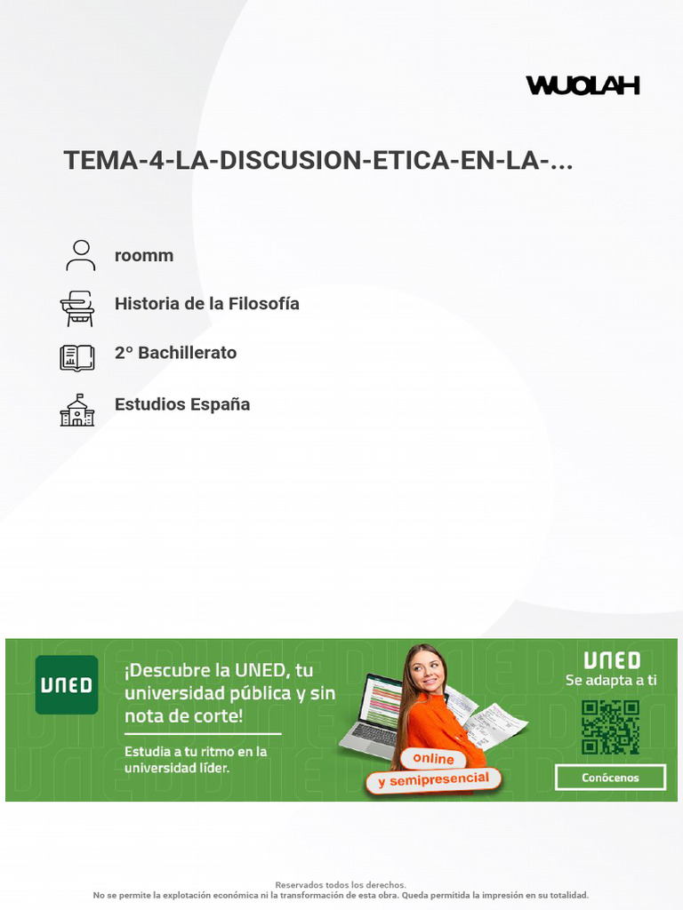 Wuolah Free Tema 4 La Discusion Etica en La Filosofia Clasica | PDF ...
