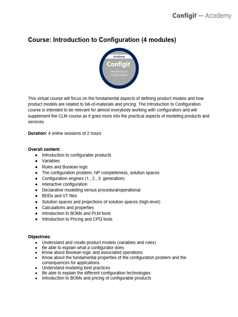 Configit_Academy___Introduction_to_Configuration_2022 | PDF | Computing