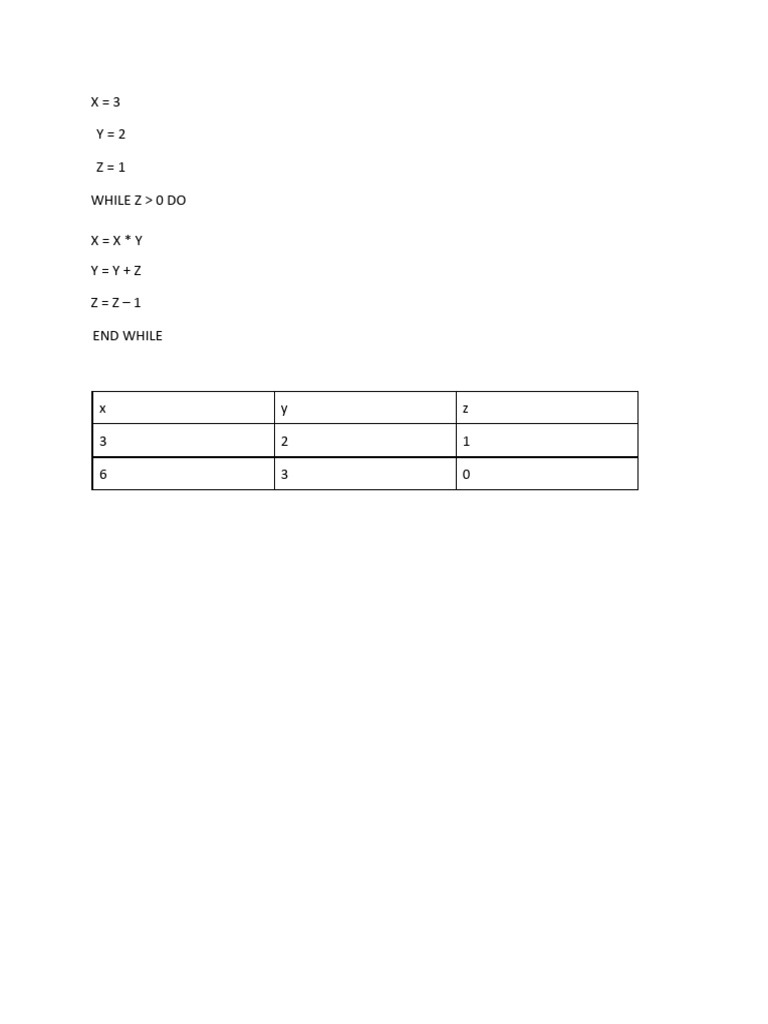 Create A Trace Table Using WHILE | PDF