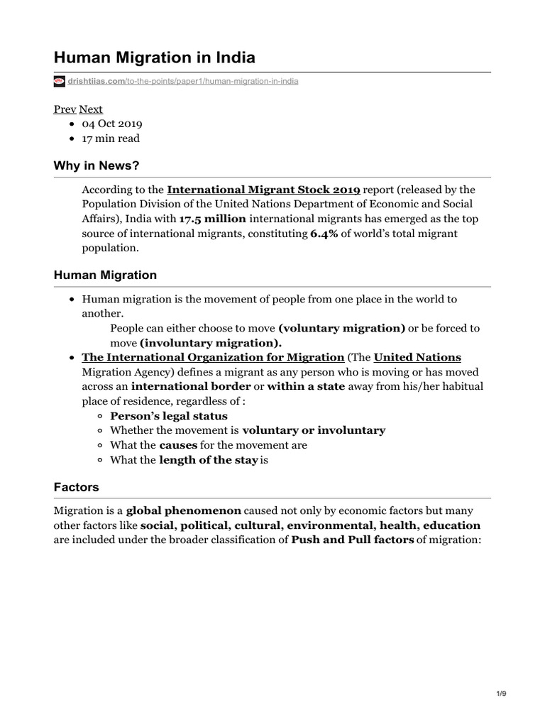 Migration in India | PDF | Human Migration | Migrant Worker