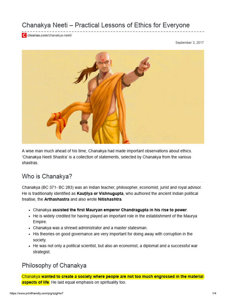 Chanakya Neeti – Practical Lessons of Ethics for Everyone | PDF