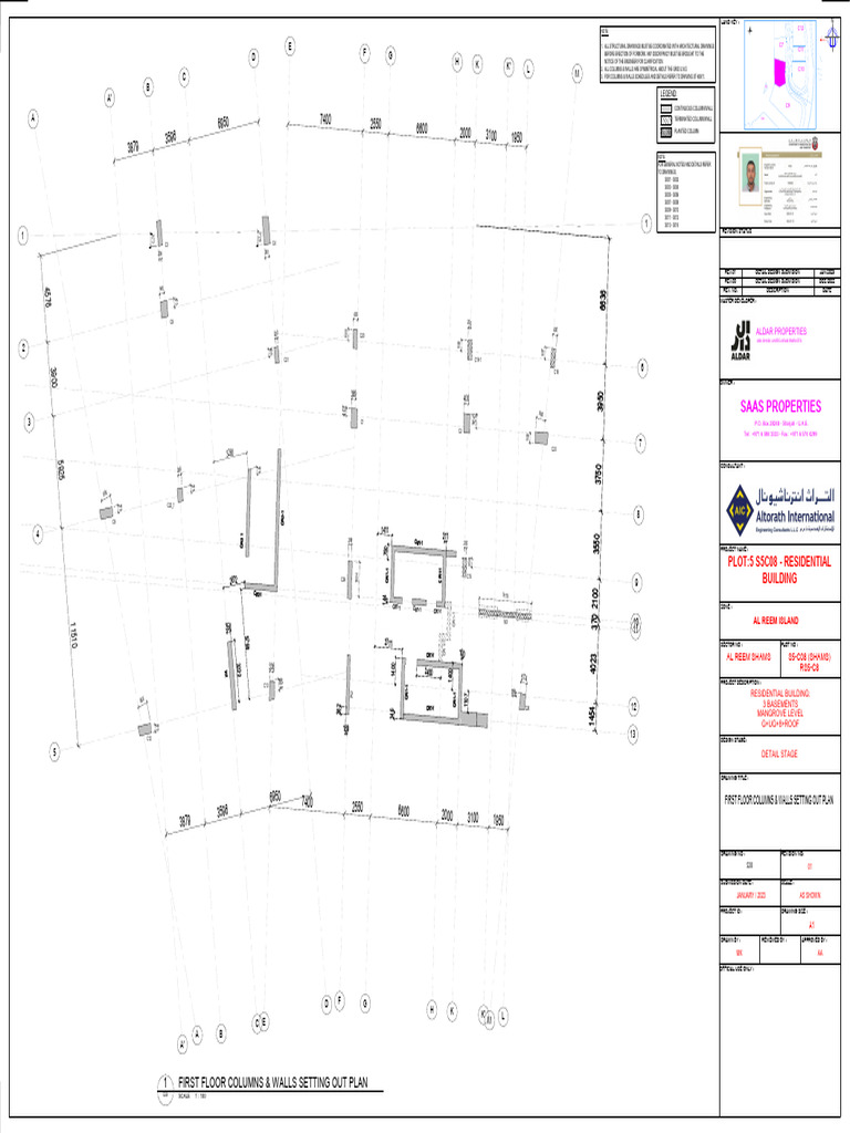 S208-First Floor Columns & Walls Setting Out Plan | PDF