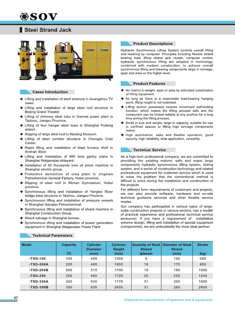 SOV Steel Strand Hydraulic Jack | PDF
