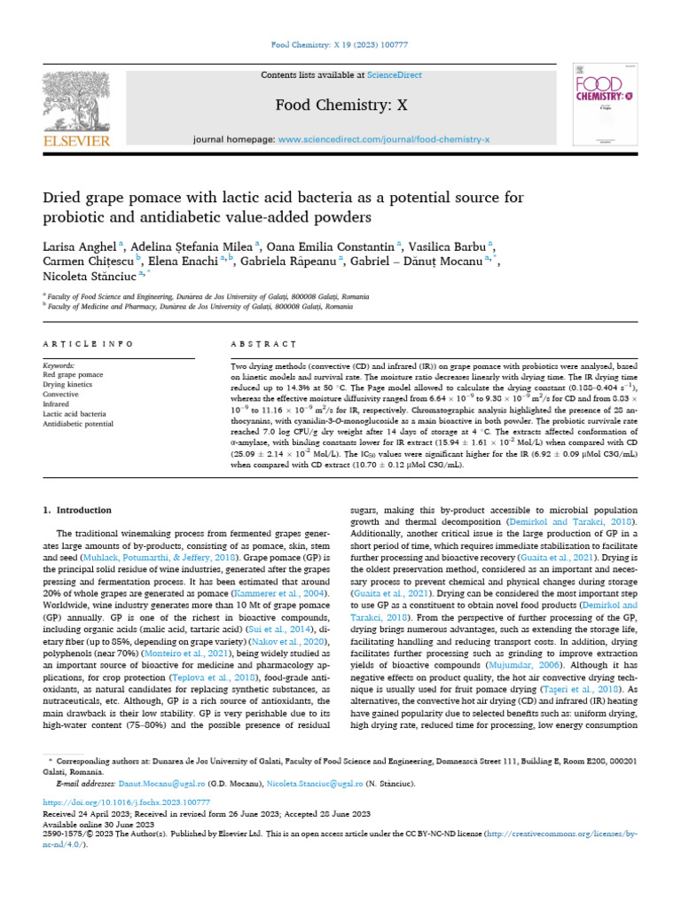 Dried Grape Pomace With Lactic Acid Bacteria | PDF | Chemistry