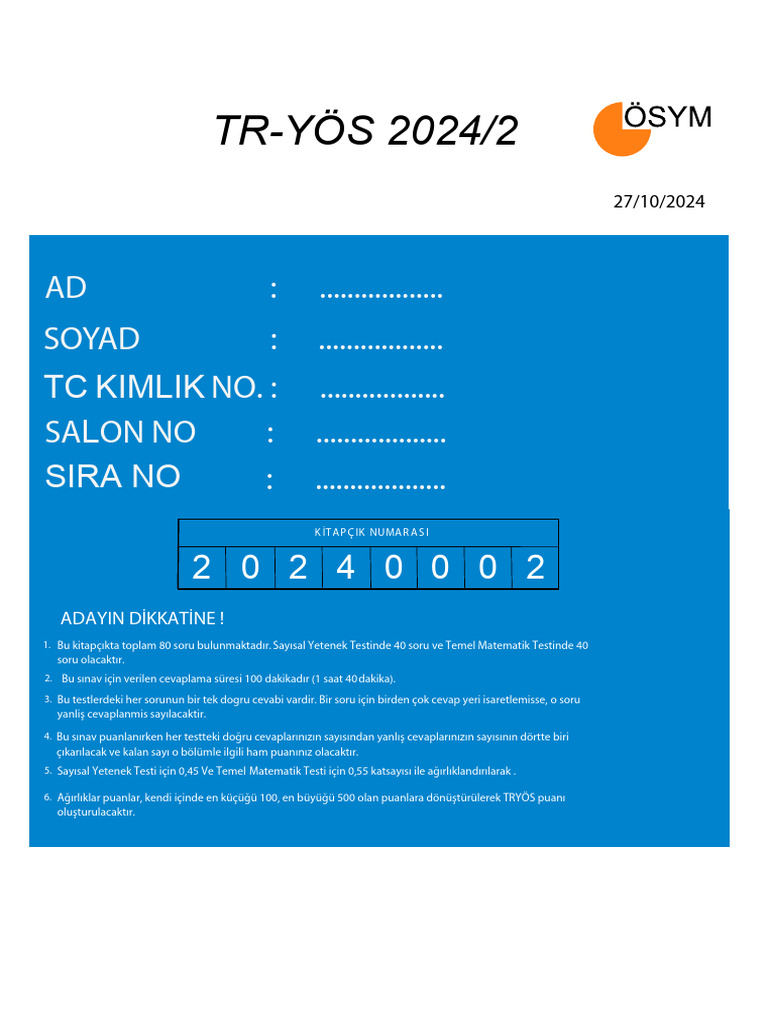 Yoshazirlik TR Yos2 2024 | PDF