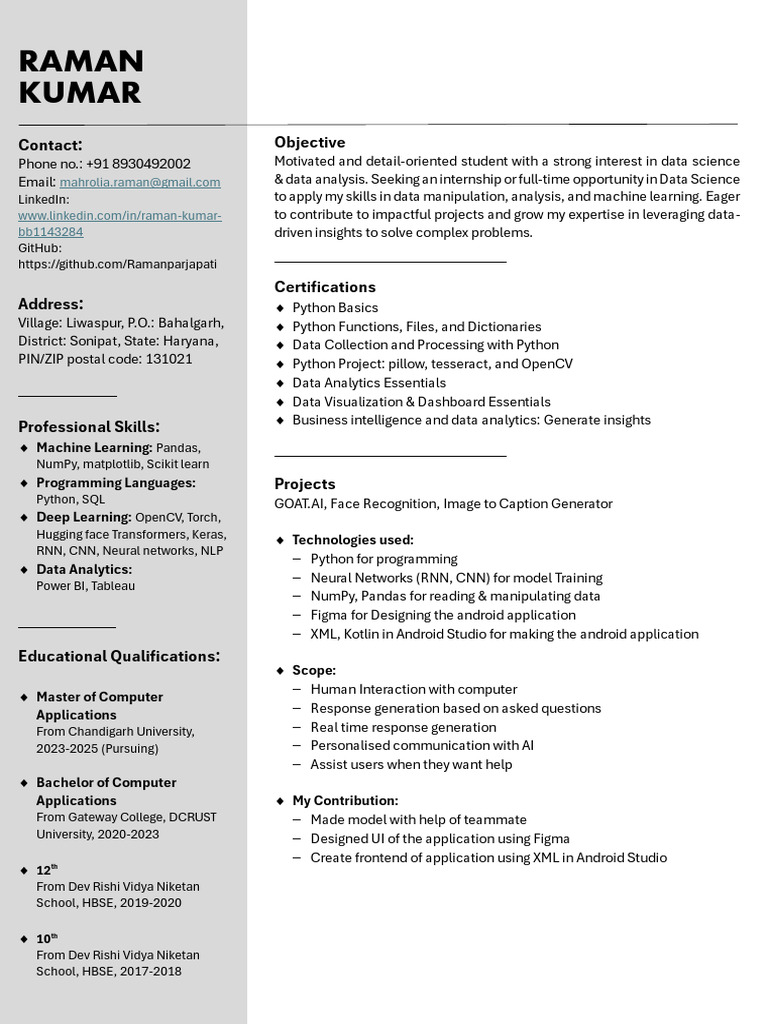 RAMAN RESUME open | PDF | Artificial Intelligence | Intelligence (AI ...