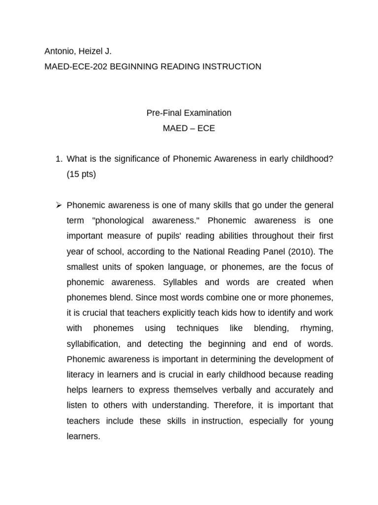Early Childhood Reading Strategies | PDF | Pedagogy | Reading (Process)