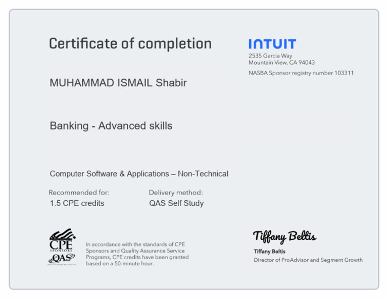 CPE Credit - Banking-Advancedskills - MUHAMMAD ISMAIL Shabir | PDF