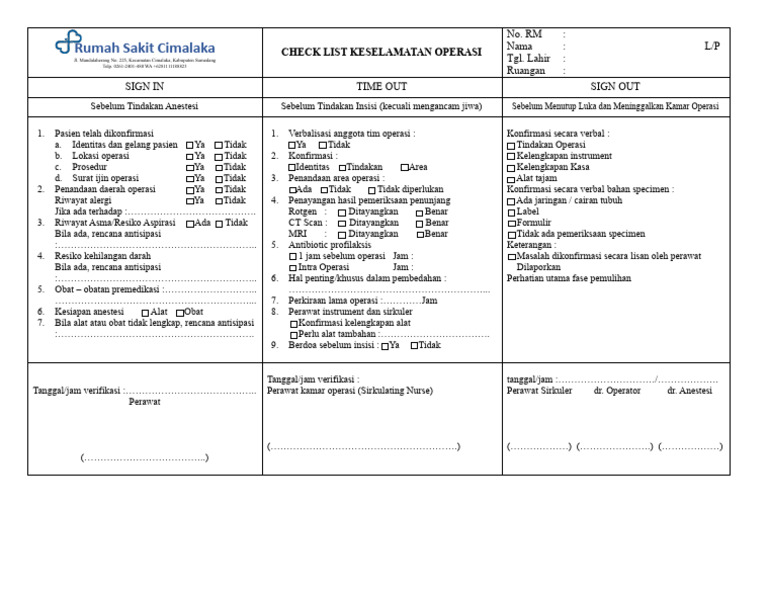 Check List Keselamatan Operasi | PDF