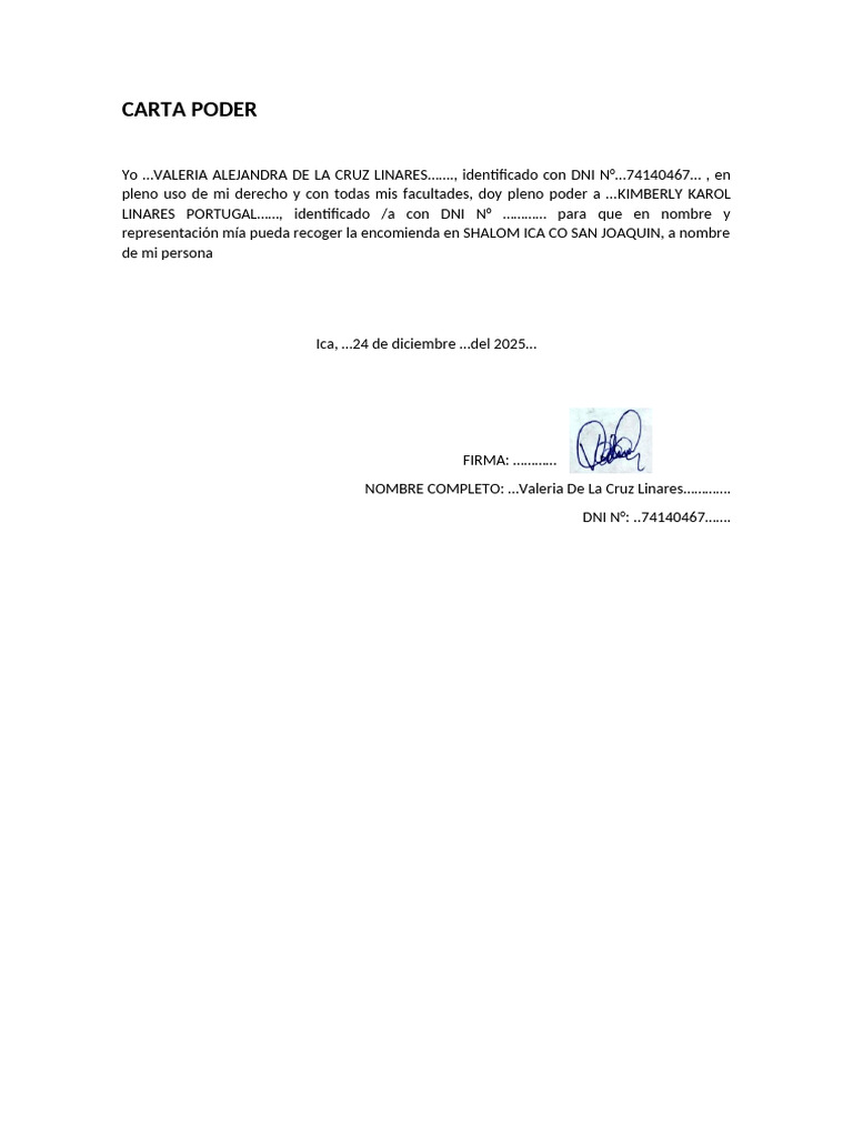 Carta Poder para Recoger Encomienda | PDF